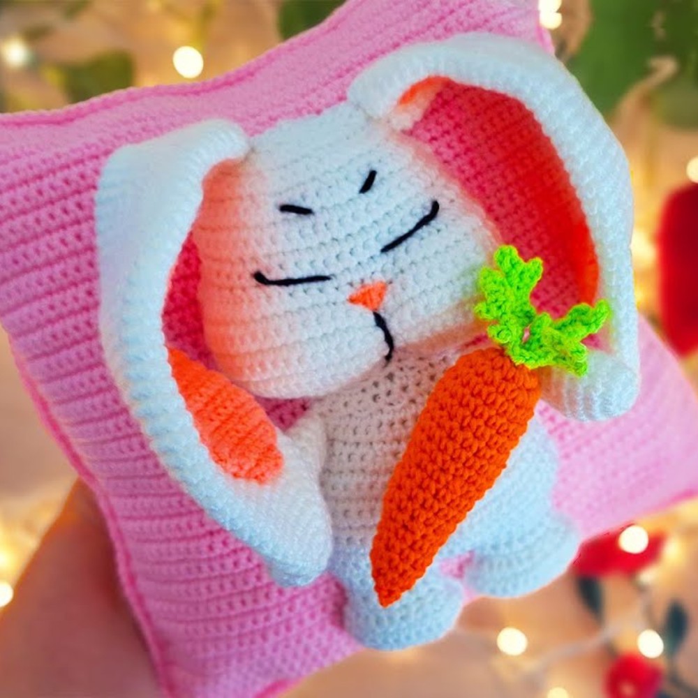 Cute & Colorful Crochet Rabbit Amigurumi Baby Pillow Pattern - The Crafts